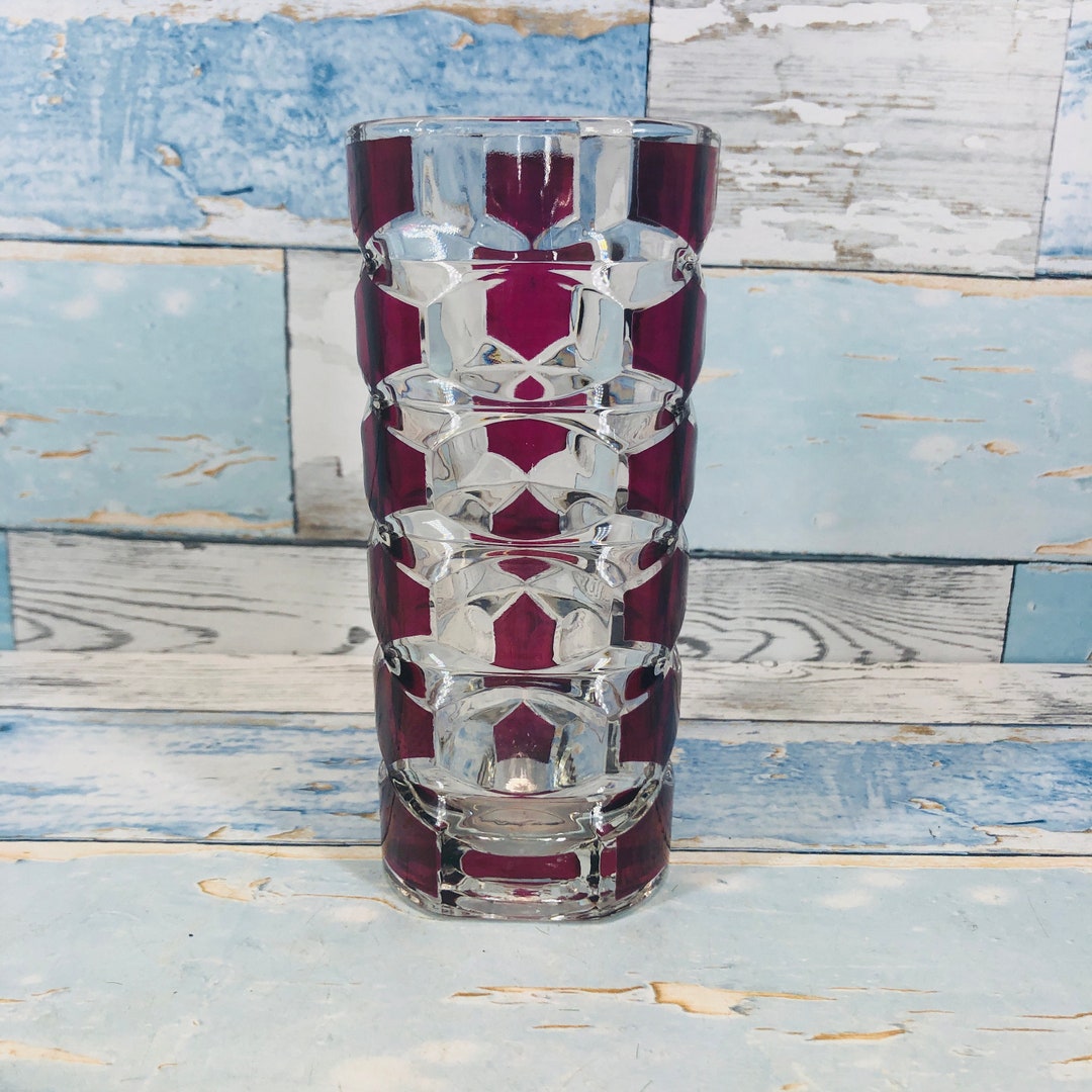 Luminarc Rubis Vase Red 70s French Ruby J.g.durrand Windsor Geometric 3 ...