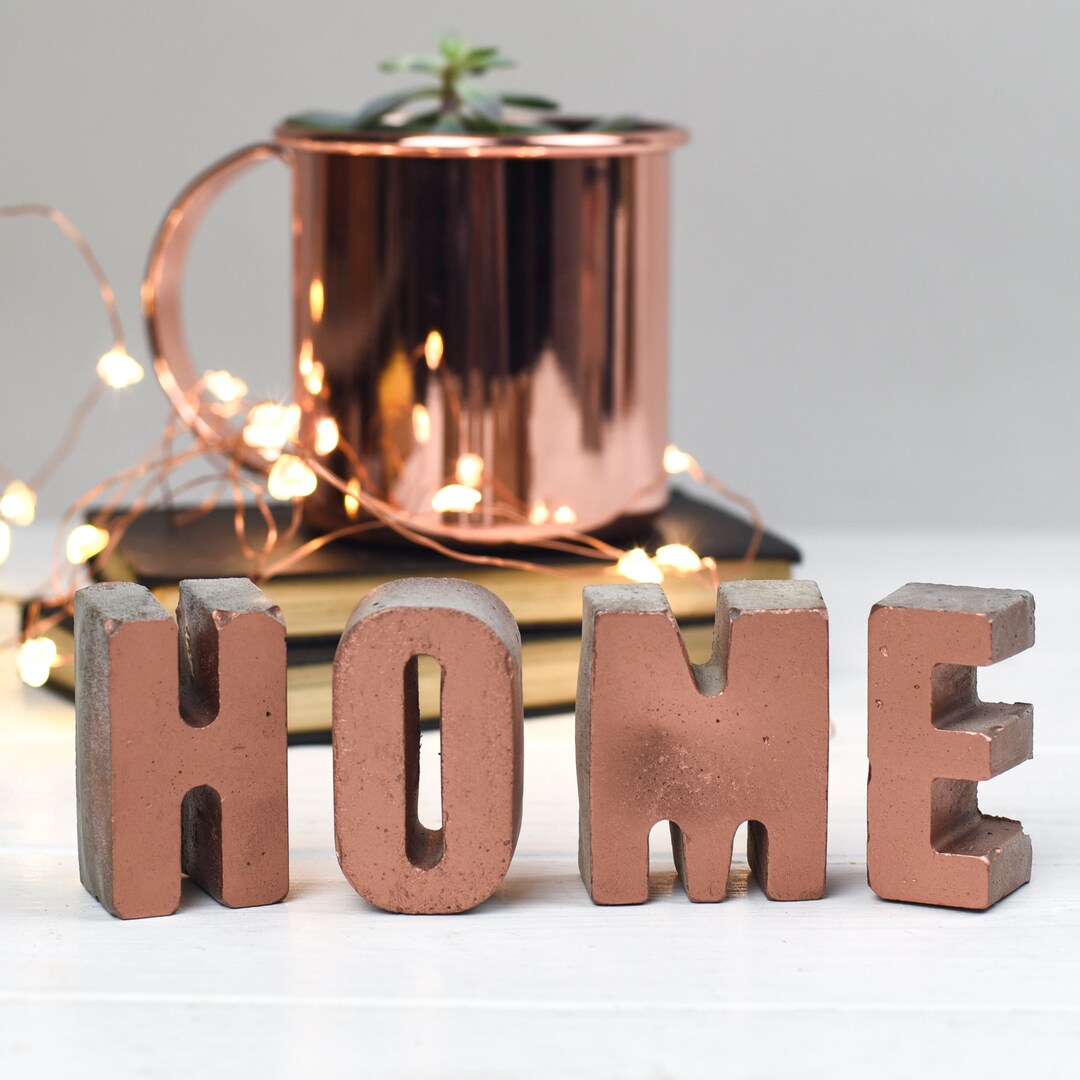 Small Concrete Copper Letters Housewarming Gift Copper - Etsy