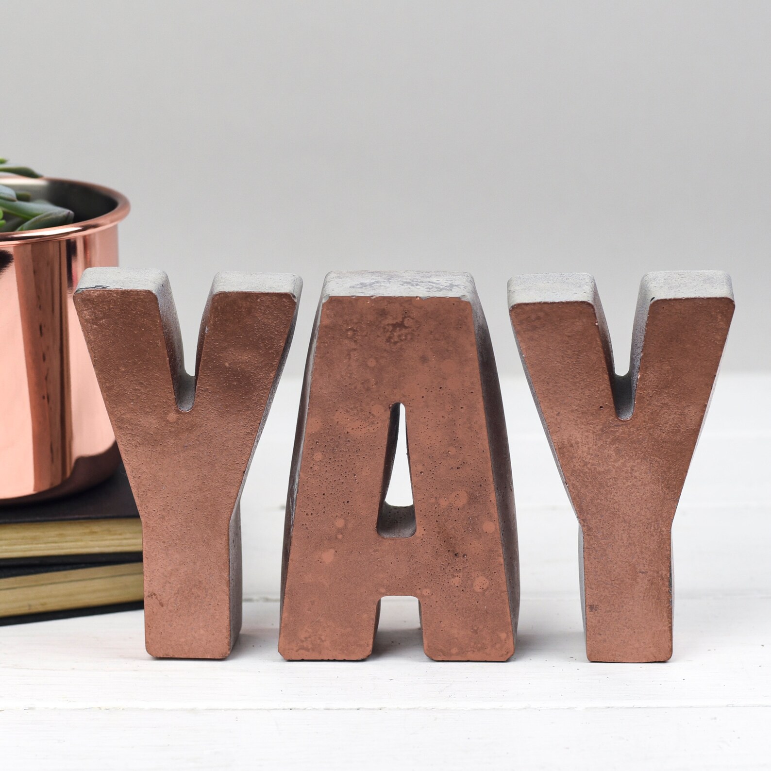Small Concrete Copper Letters - Housewarming Gift - Copper Letters ...