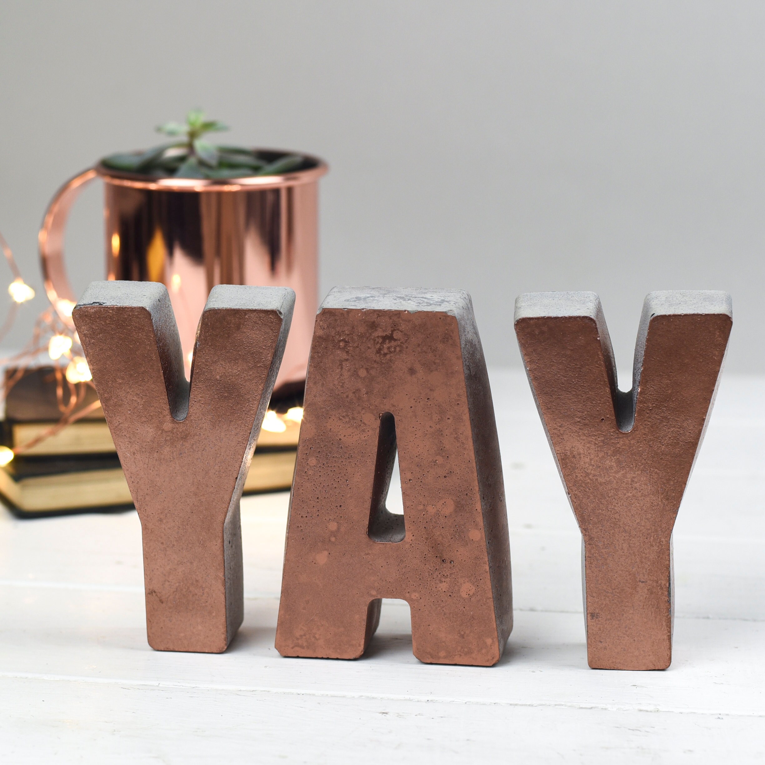 Small Concrete Copper Letters - Housewarming Gift - Copper Letters ...
