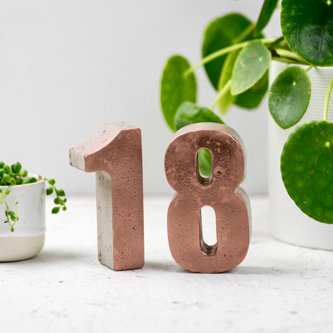 Copper Front Concrete Numbers Table Numbers Wedding Table - Etsy