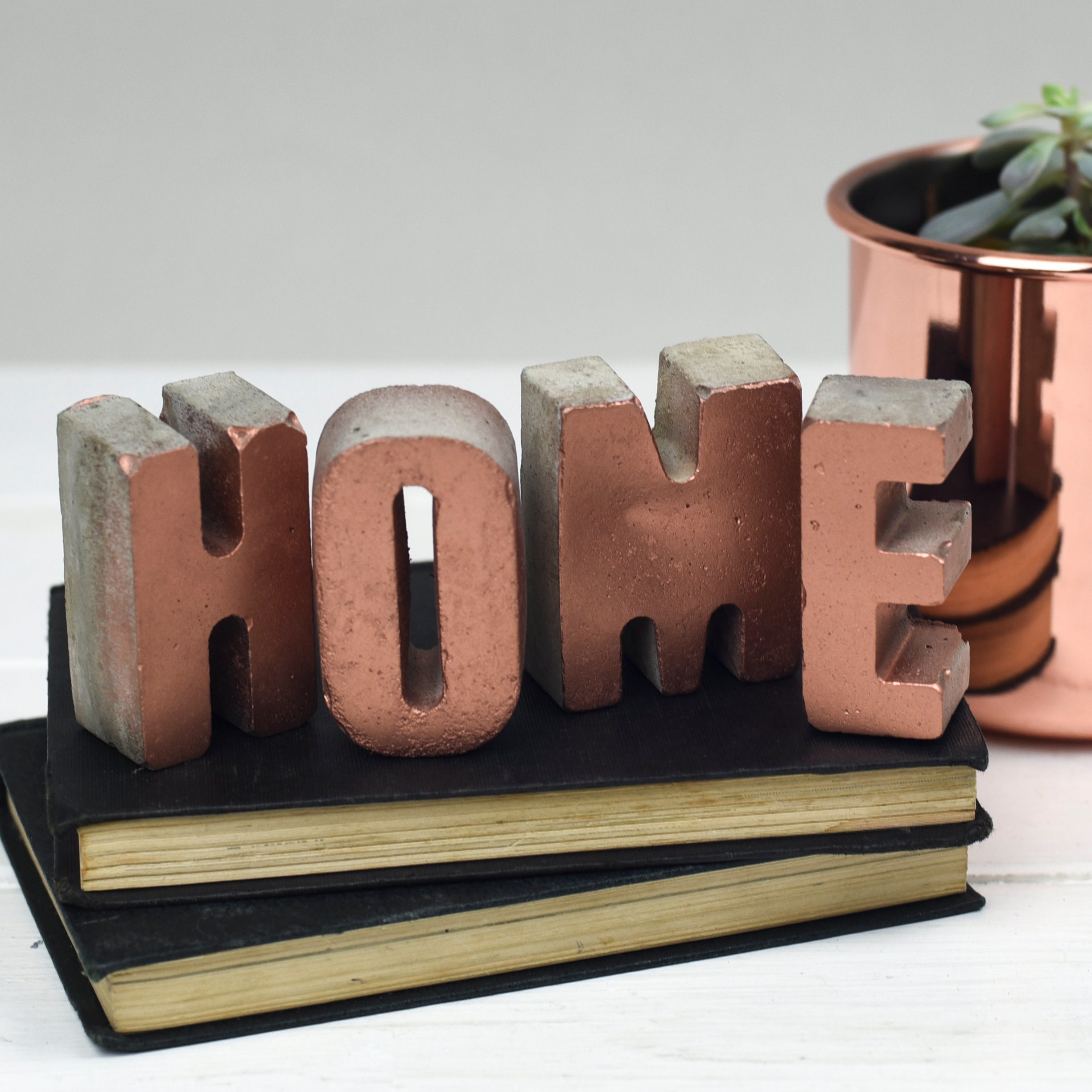 Small Concrete Copper Letters - Housewarming Gift - Copper Letters ...