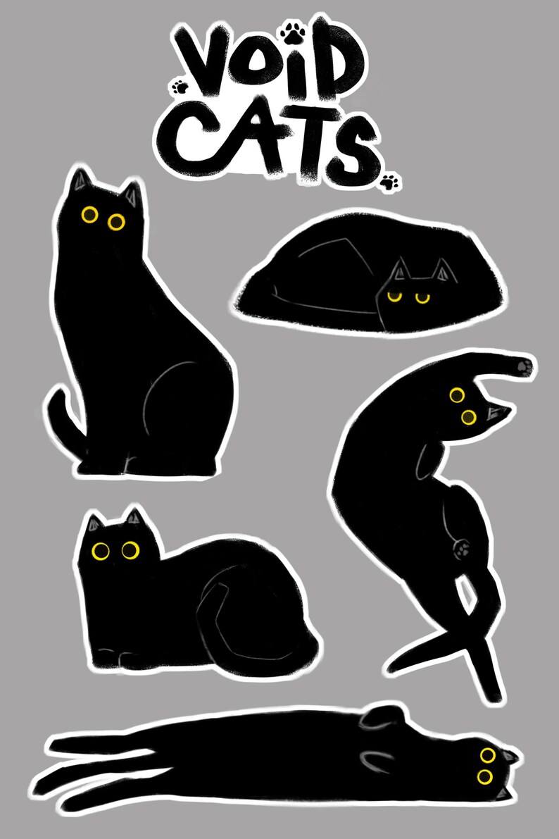 Void Cats - Vinyl Stickers Black Cat Sticker Sheets Pack - Etsy