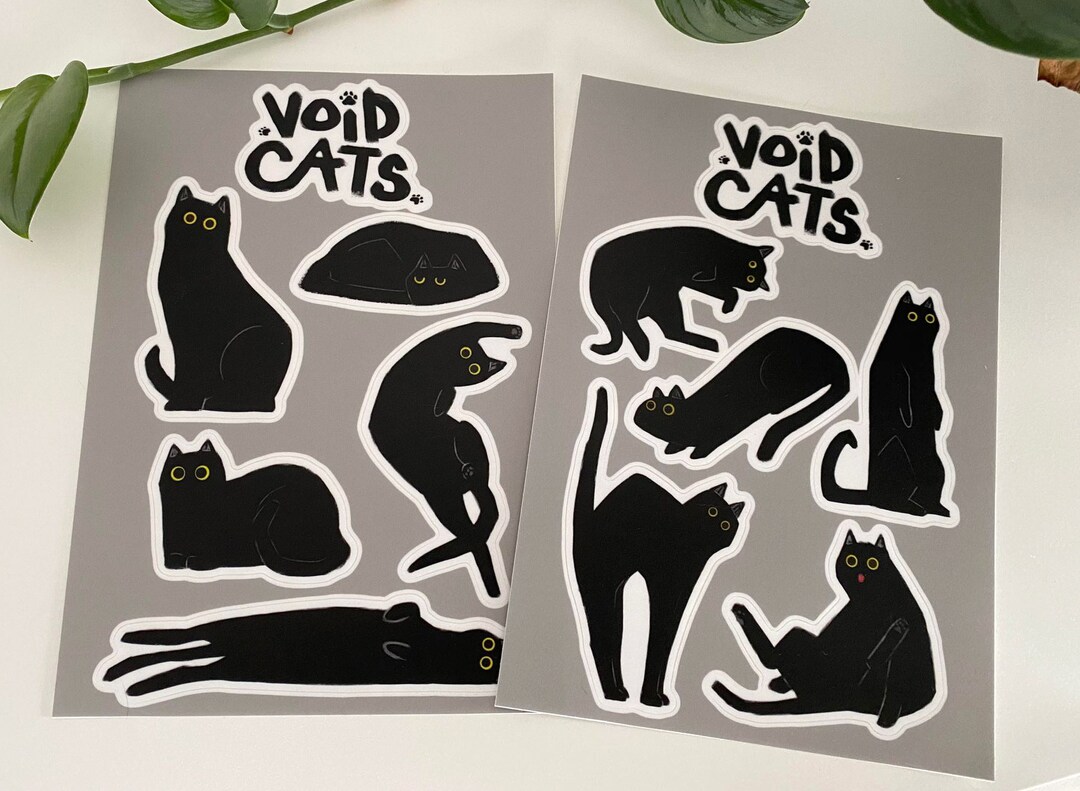 Void Cats - Vinyl Stickers Black Cat Sticker Sheets Pack - Etsy