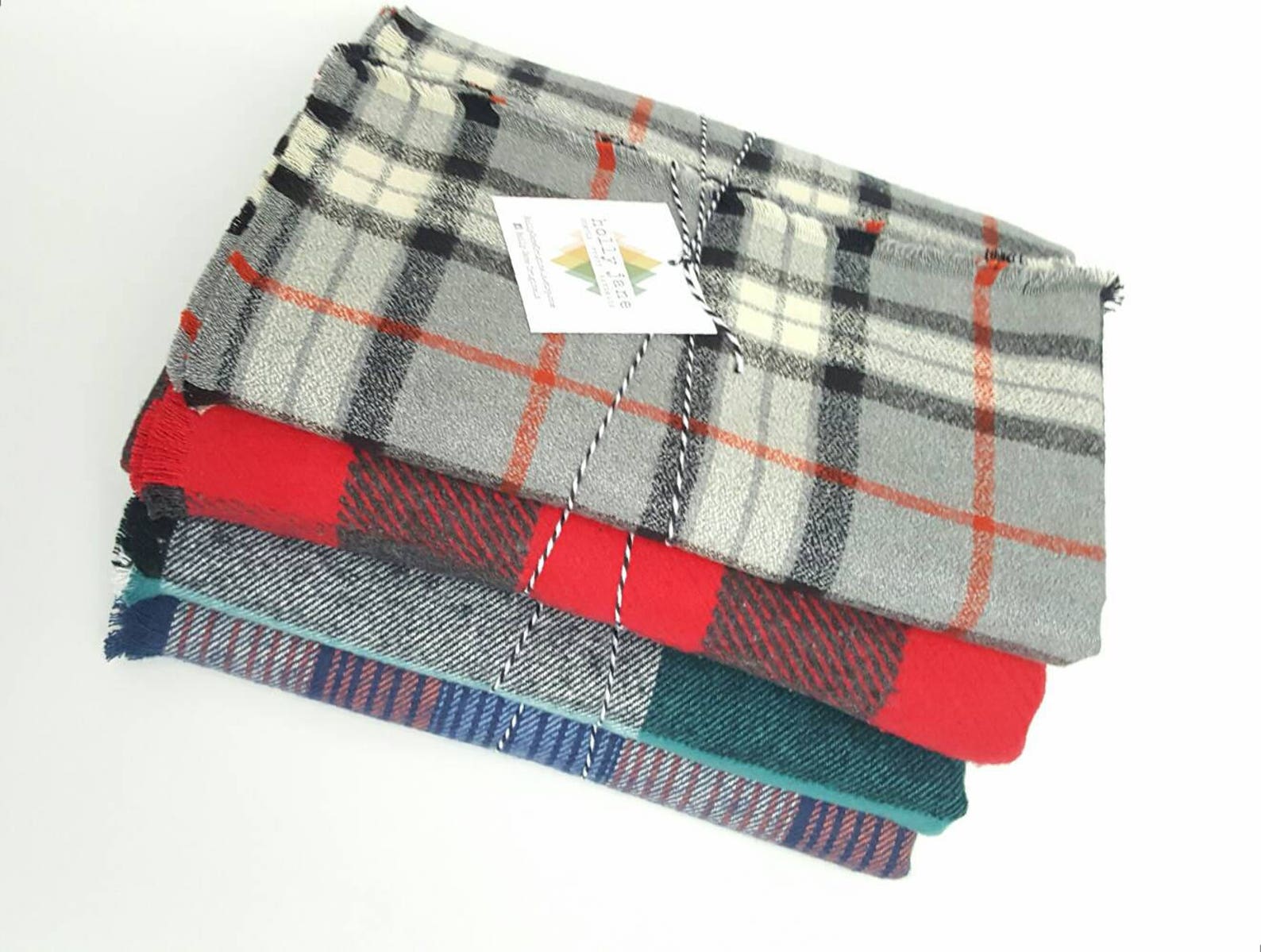 Plaid Flannel Blanket Scarf, Large Plaid Flannel Blanket Scarf, Red ...
