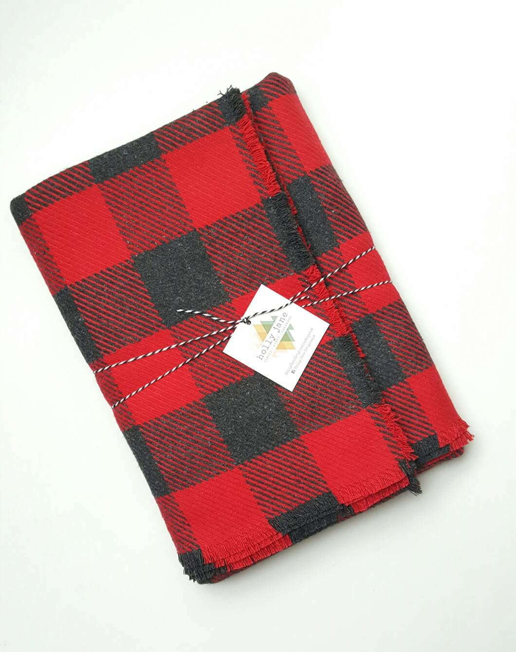 Plaid Flannel Blanket Scarf, Large Plaid Flannel Blanket Scarf, Red ...