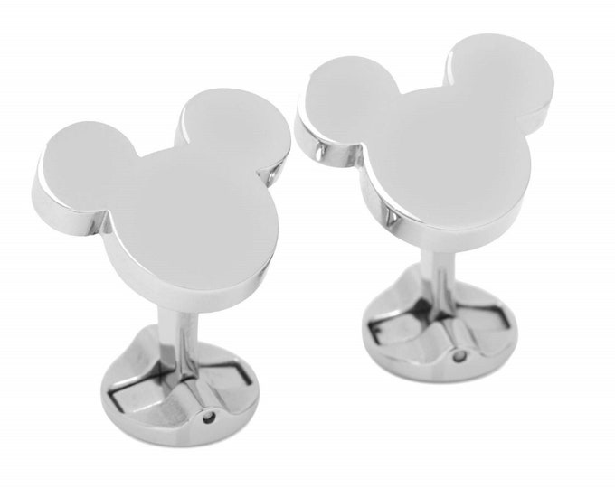 Disney Mickey Mouse Silhouette Silver Tone Cufflinks and Lapel Pin Gift ...