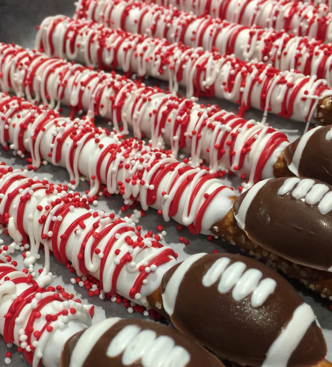 FOOTBALL Chocolate Pretzels/12 Count/team Colors/super Bowl Favors ...