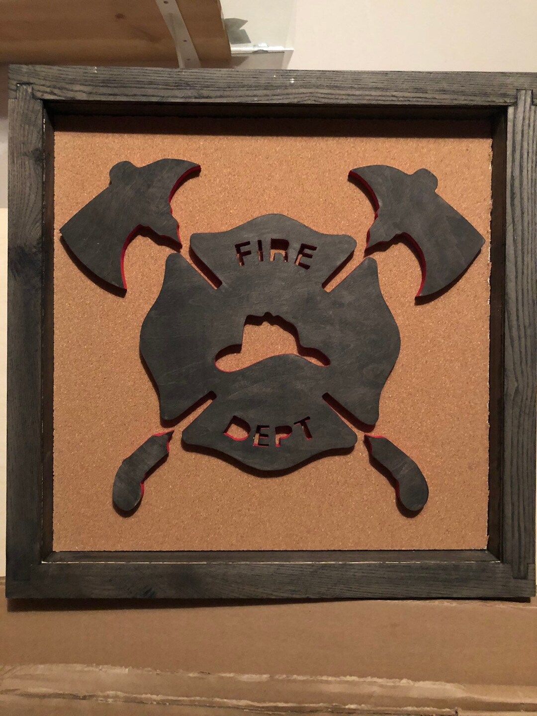 Fire Department Display Shadowbox, Corkboard, Cork Display, Medal ...