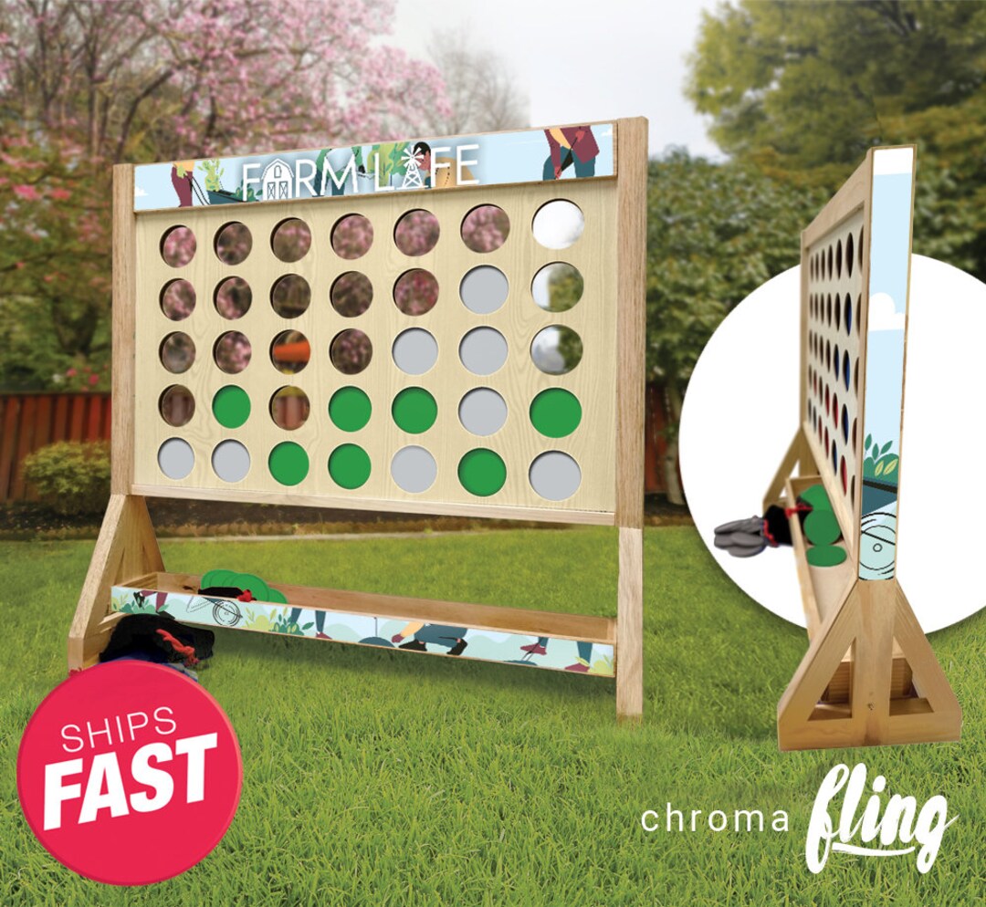 Farm Life Giant Fast Four Game With Travel Bag - Outdoor Lawn Game ...