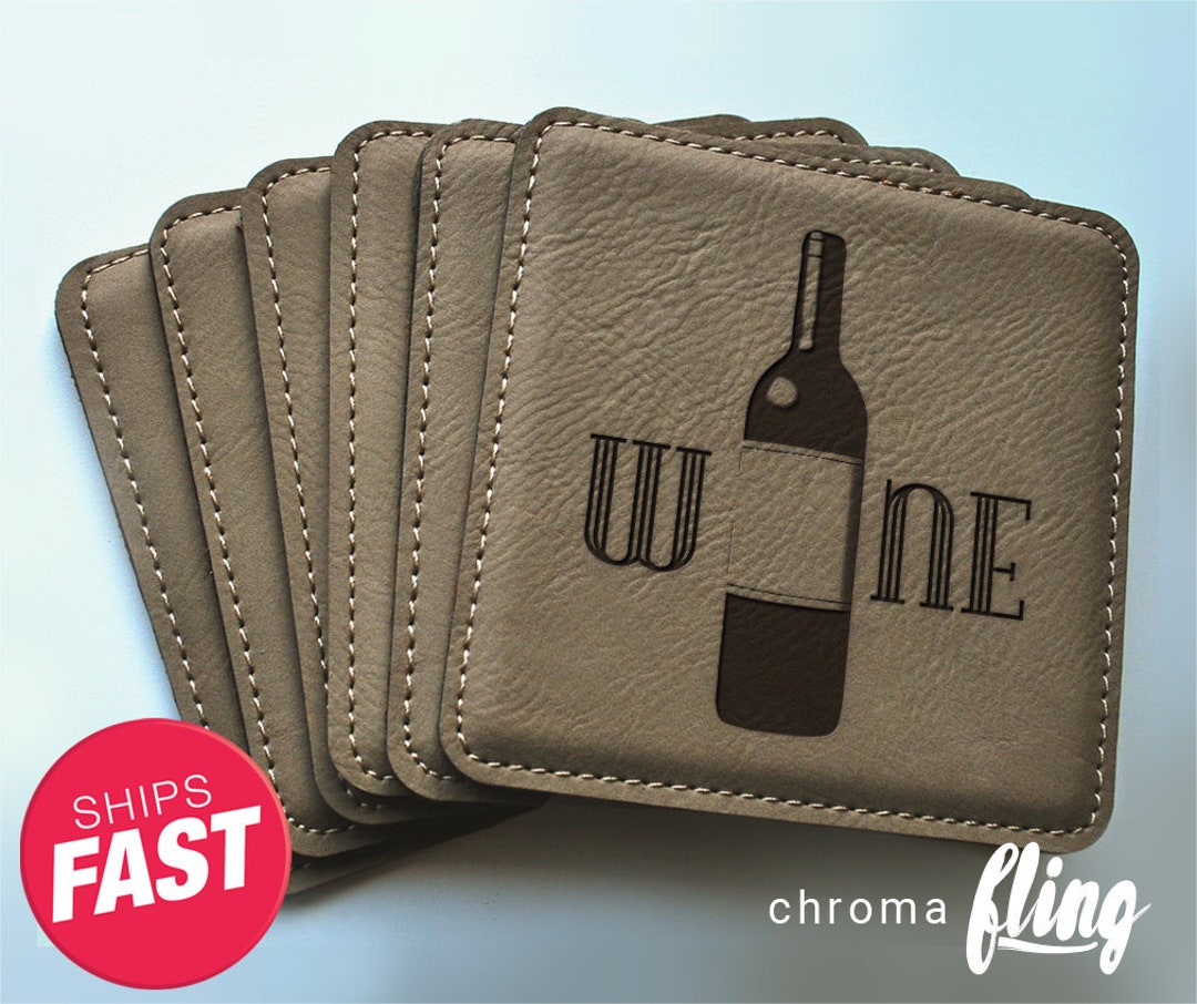 Wine Coaster Gift - Coaster Gift - Custom Leather Coaster - Engraved ...