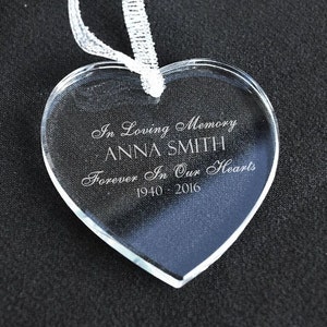Personalized "in Loving Memory" Heart Laser Engraved Crystal Ornament ...