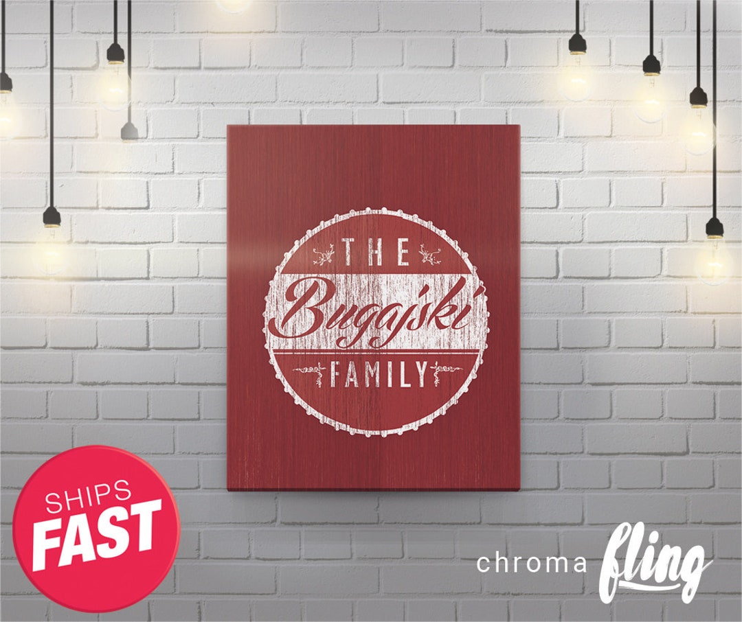 Personalized Red Family Sign Wall Art - Custom Wall Canvas Art - Wall ...