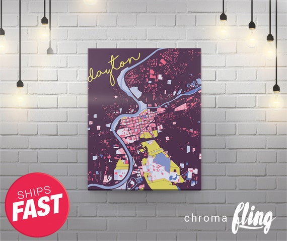 Dayton Abstract Map Wall Art Custom Wall Canvas Art Wall | Etsy