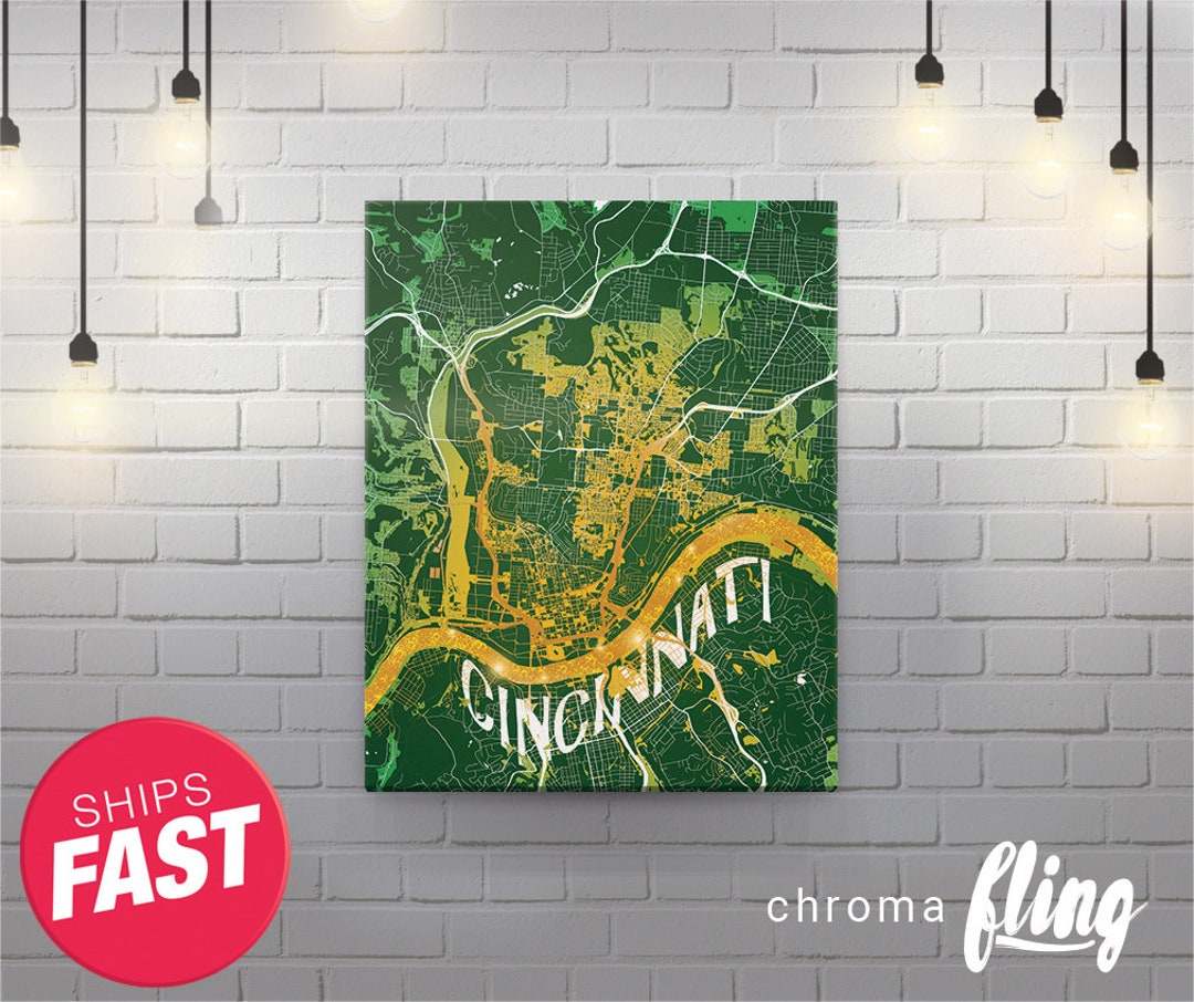 Craft Beer Cincinnati Map Wall Art - Custom Wall Canvas Art - Wall ...