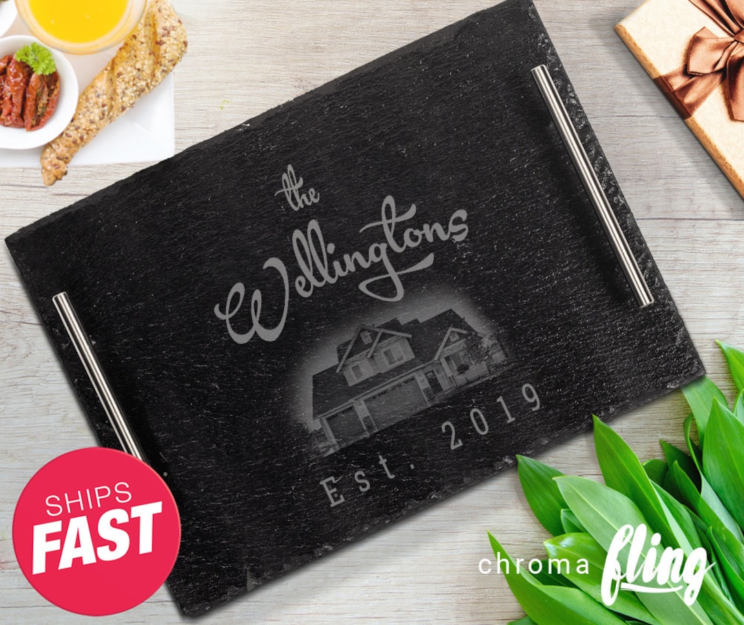 Personalized Housewarming Slate Tray Board - Custom Laser Engraved ...
