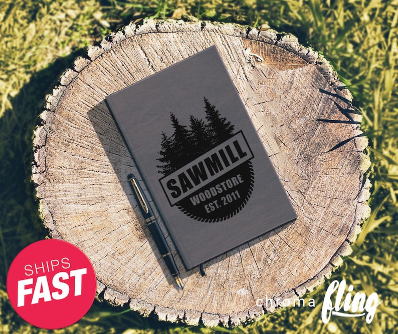 Grey Custom Logo Notebooks Laser Engraved Leather Journal - Etsy