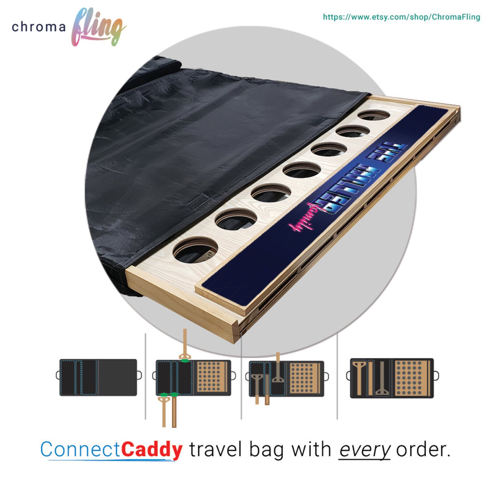 Electro Retro Family Personalized Giant Fast Four Game With Travel Bag ...