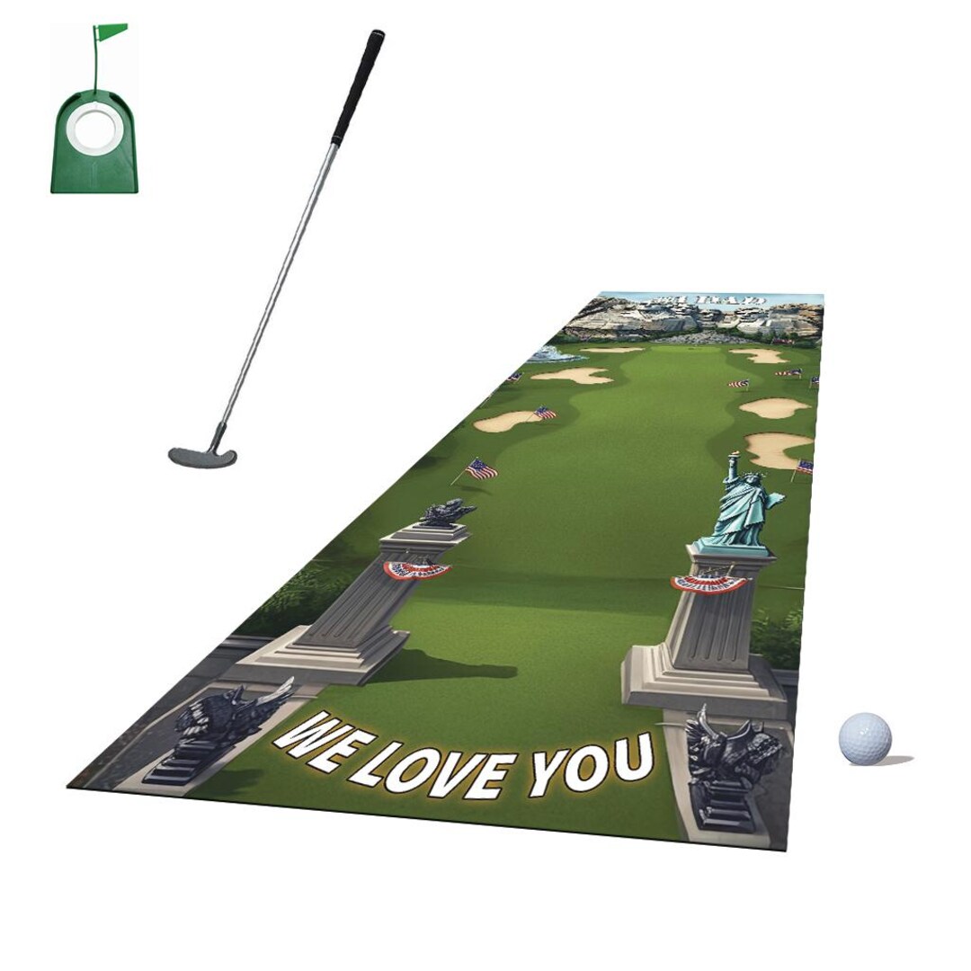 Patriotic Putter Putting Mat Game Set - Includes Putter, Goal With Flag ...
