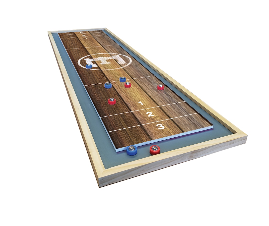 Monogram Barnwood Shuffleboard - Mini Shuffleboard With Red and Blue Bearings - Tabletop Game - Etsy