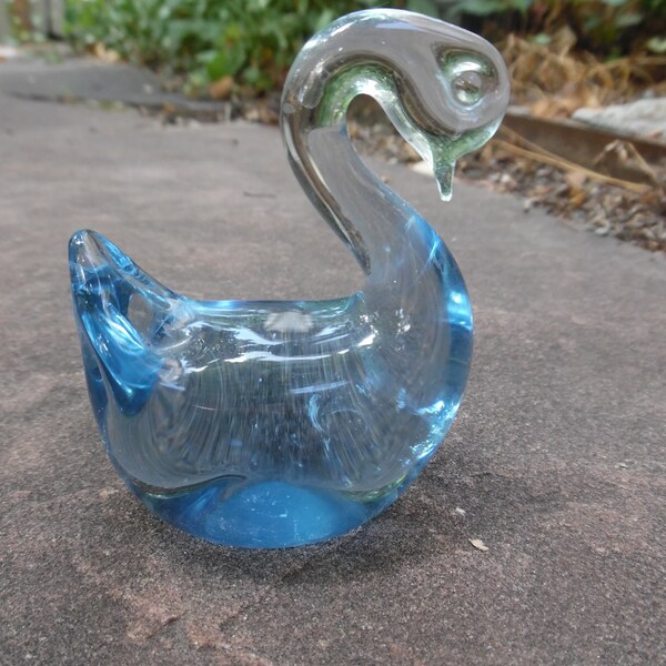 Blue Glass Swan - Etsy