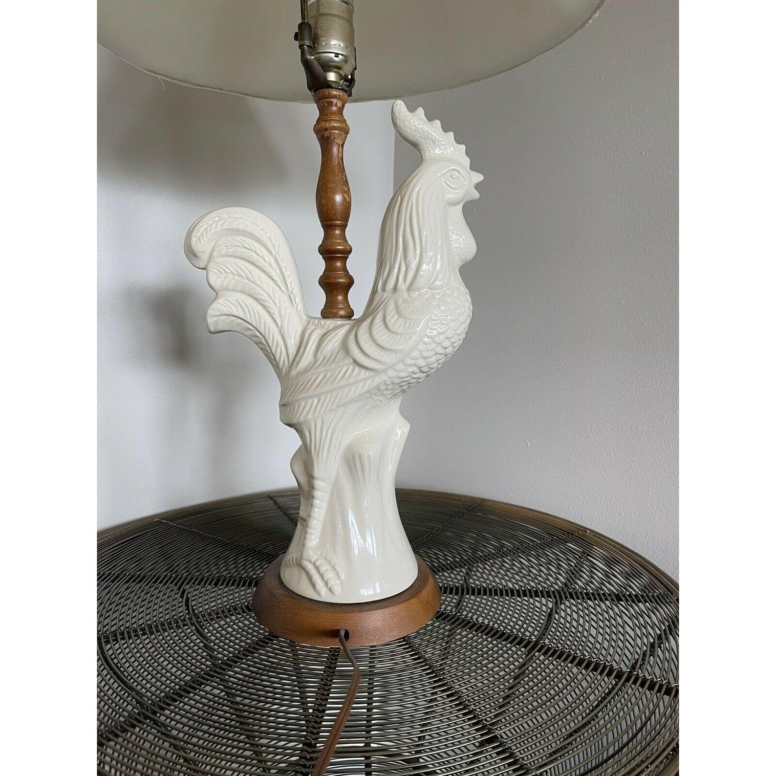 Vintage Ceramic Rooster Table Lamp White French Country Wood | Etsy Vintage Ceramic Rooster Table Lamp White French Country Wood | Etsy