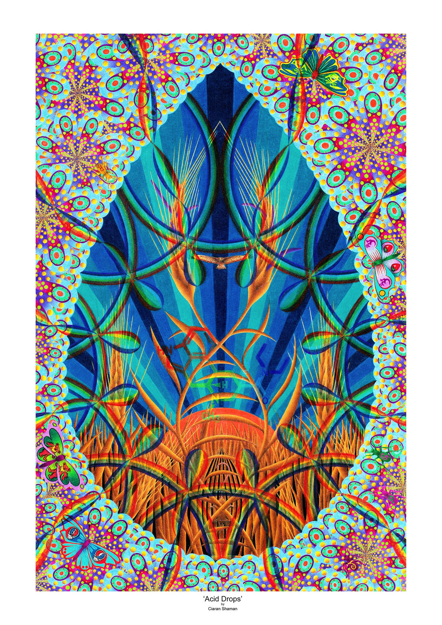 Prints Acid Drops Psychedelic Art Print by Ciaran Shaman Art ...