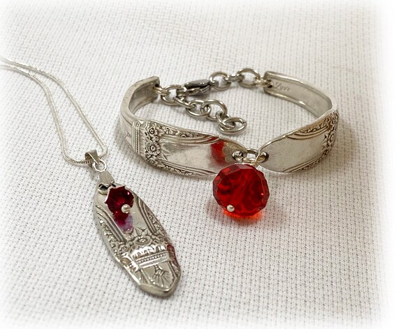 Silver Spoon First Love Ruby Red Earrings Pendant or Set | Etsy
