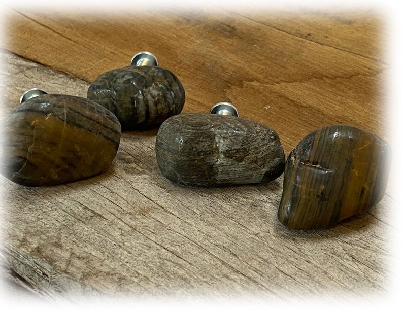 Tumbled Natural Rock Stone Drawer Pulls Repurposed Hardware | Etsy