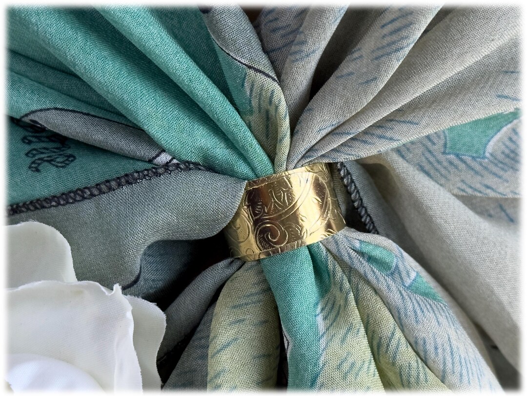 Brass Tray Scarf Slide Bandana Ring: Upcycled Decorative Serving Tray ...