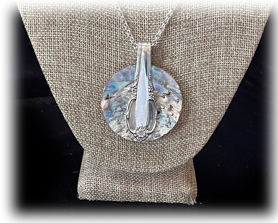Large Abalone Button Pendant, 1948 Remembrance Silverplate, Colorful ...