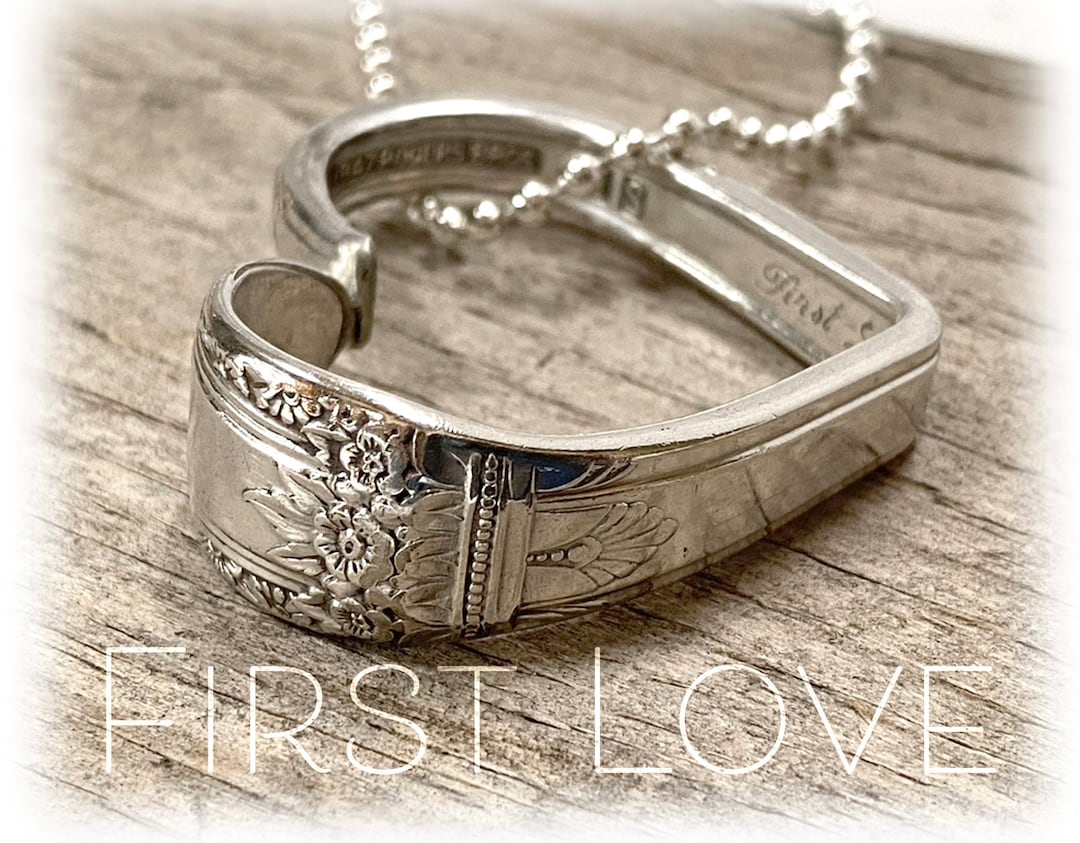 Vintage First Love Heart Silverplate Pendant, Spoon and Fork Jewelry ...