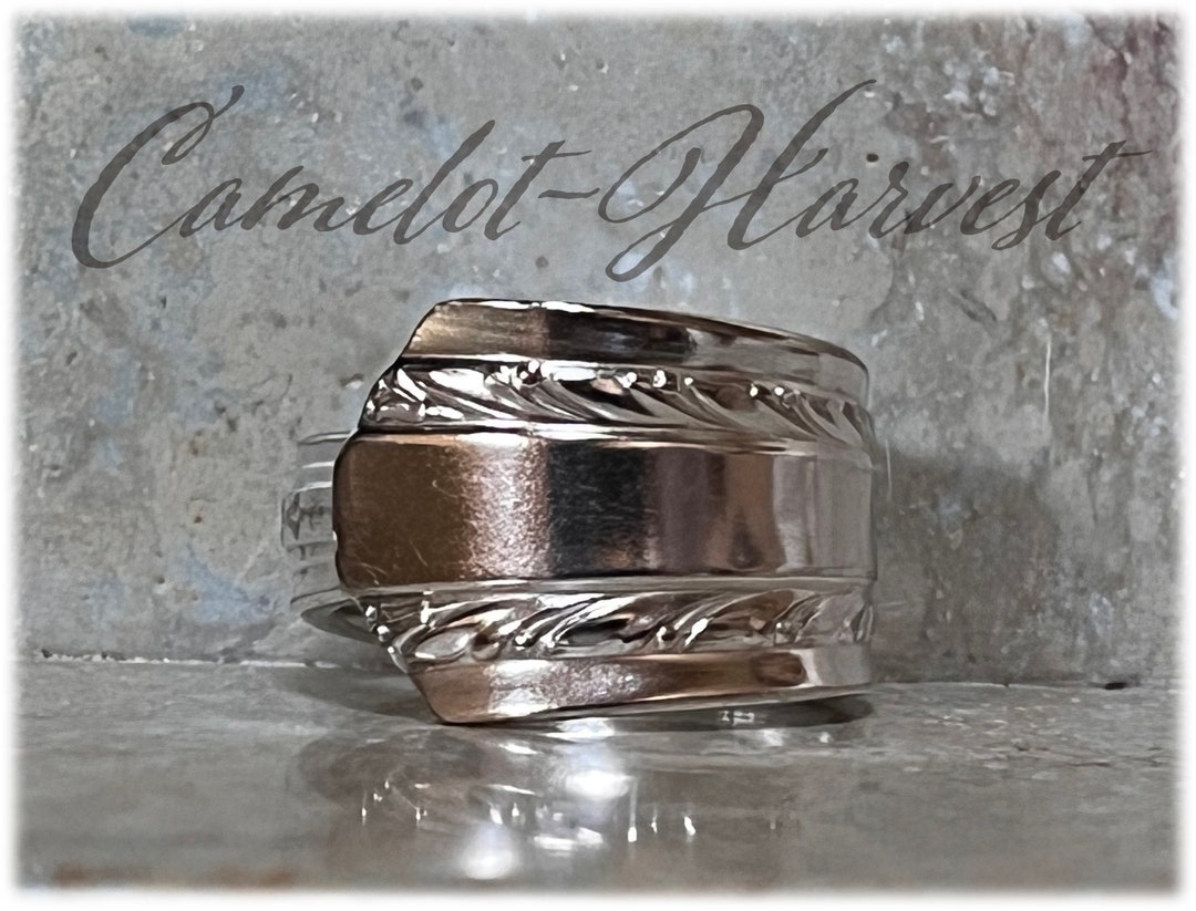 Art Deco Silverplate Spoon Ring, Upcycled 1936 Camelot Pattern, Size 8 ...