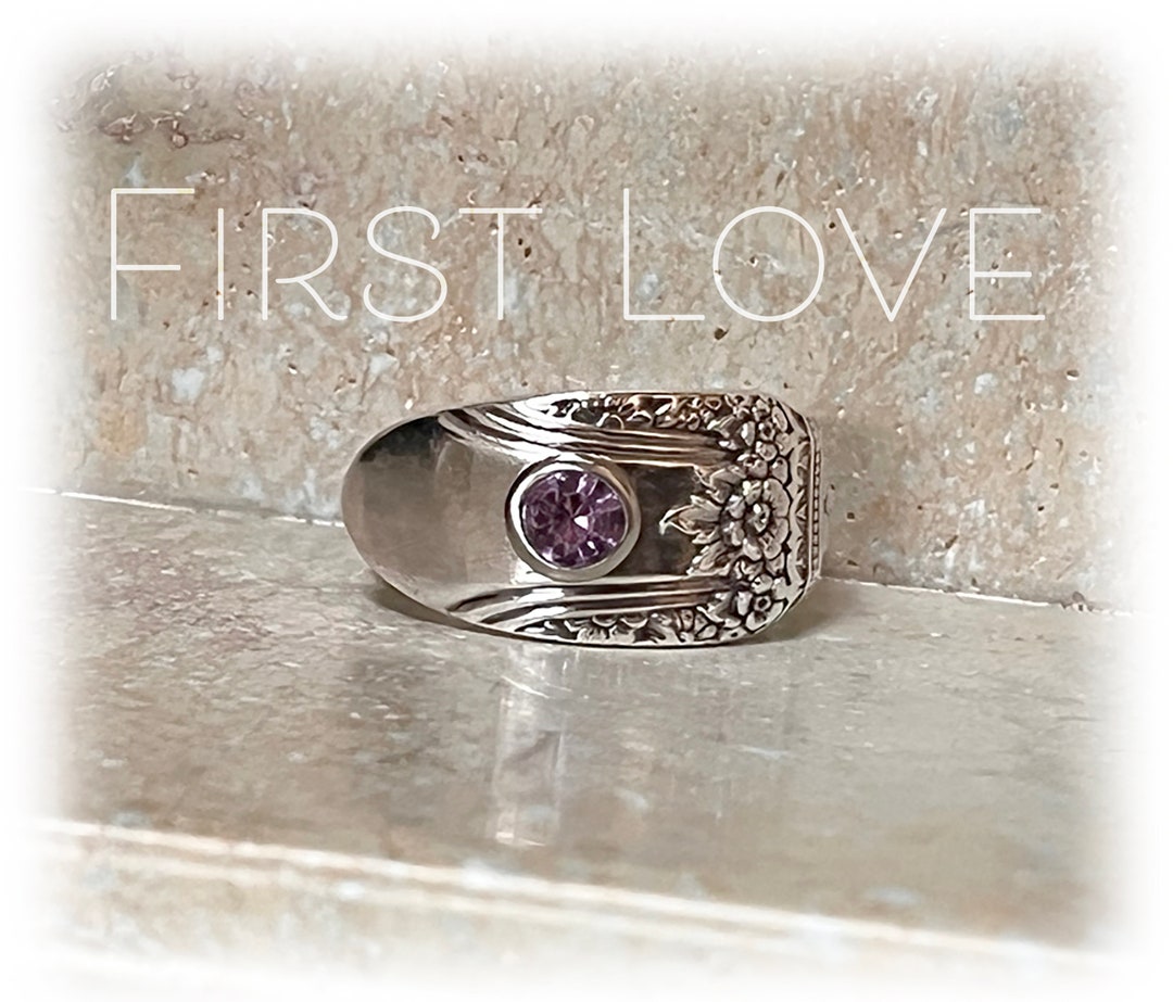 First Love Amethyst Silver Plate Spoon Ring, International Silver, 1937 ...