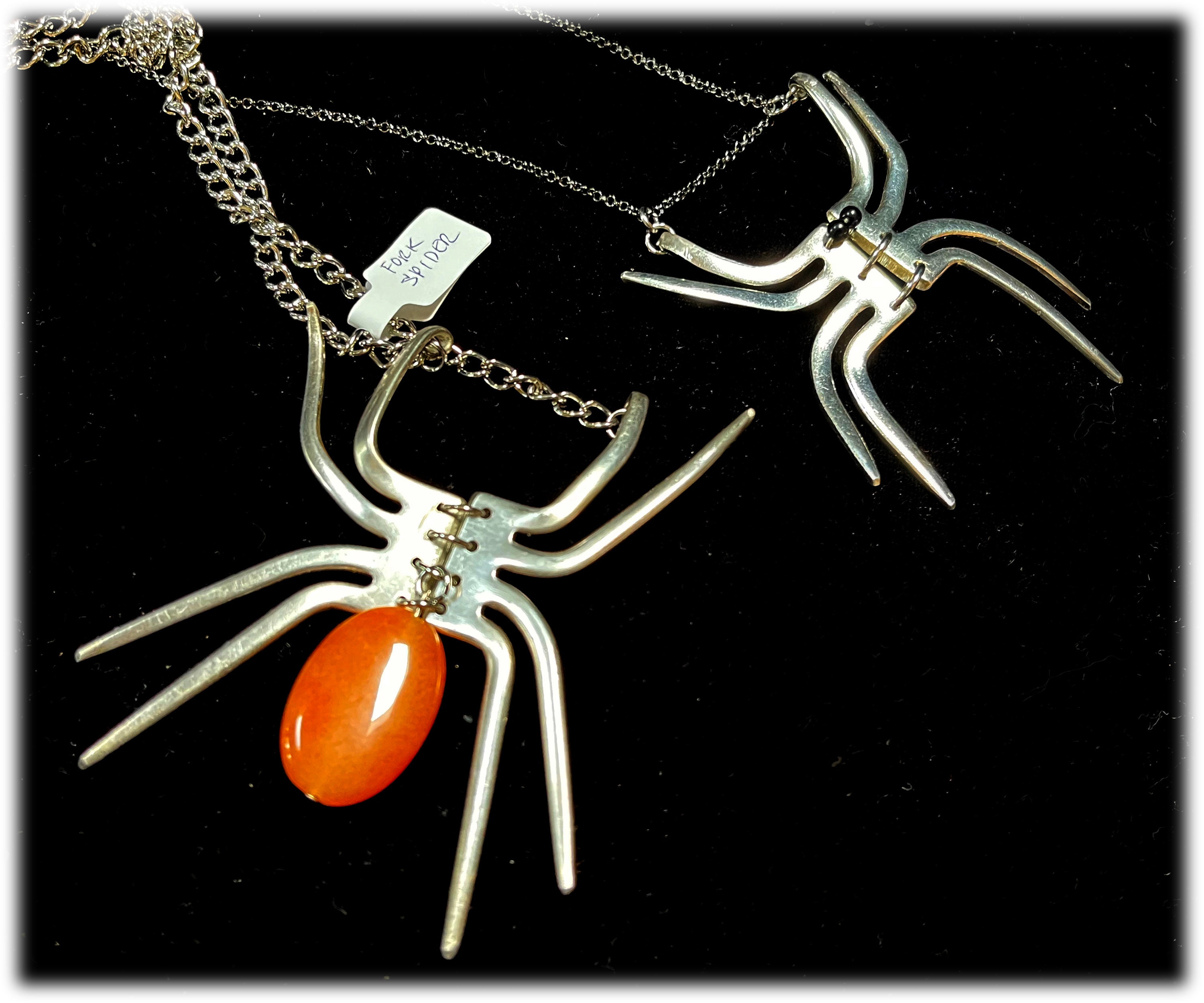 Creepy Crawly Fork Spiders, Halloween Jewelry Pendant, Spider Necklace ...