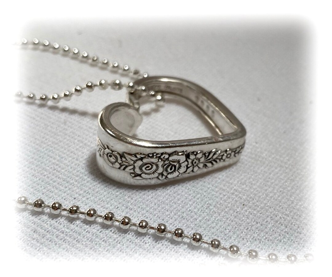 Vintage Royal Rose Silverplate Heart Pendant: Spoon Jewelry - Etsy