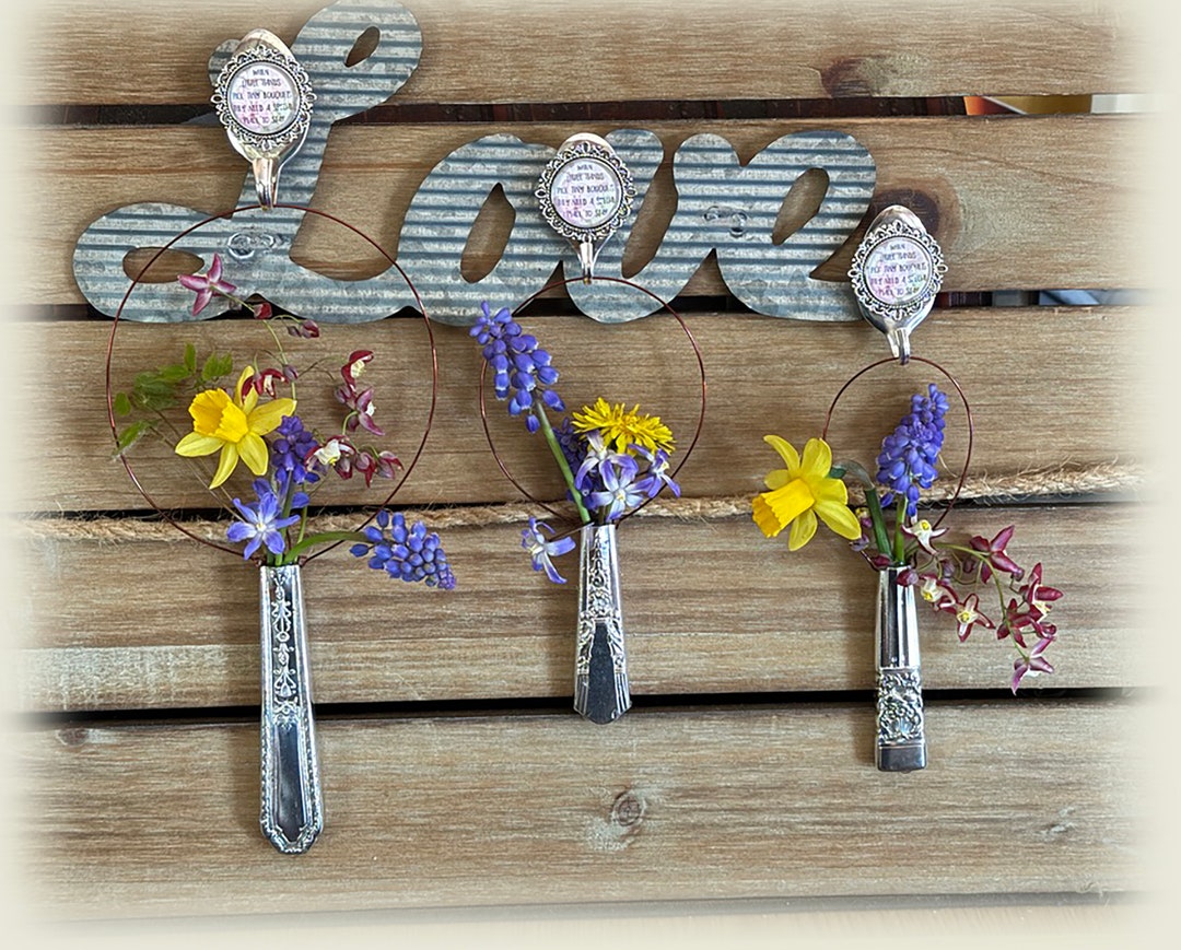 Mom Vase From Silverplate Knife, Little Hands Tiny Bouquets, Magnetic ...