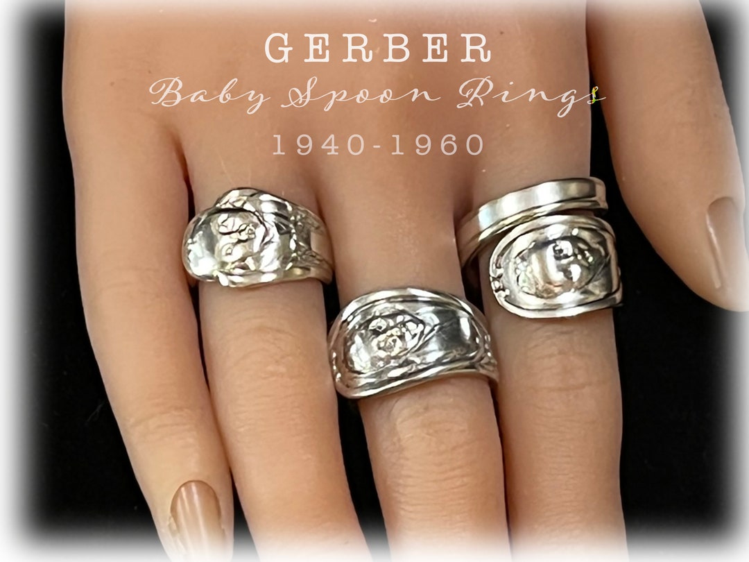 Vintage Gerber Baby Spoon Ring, Upcycled Silverplate Novelty Band - Etsy