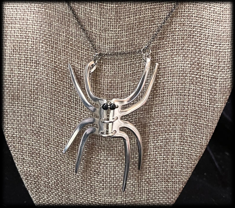 Creepy Crawly Fork Spiders, Halloween Jewelry Pendant, Spider Necklace ...