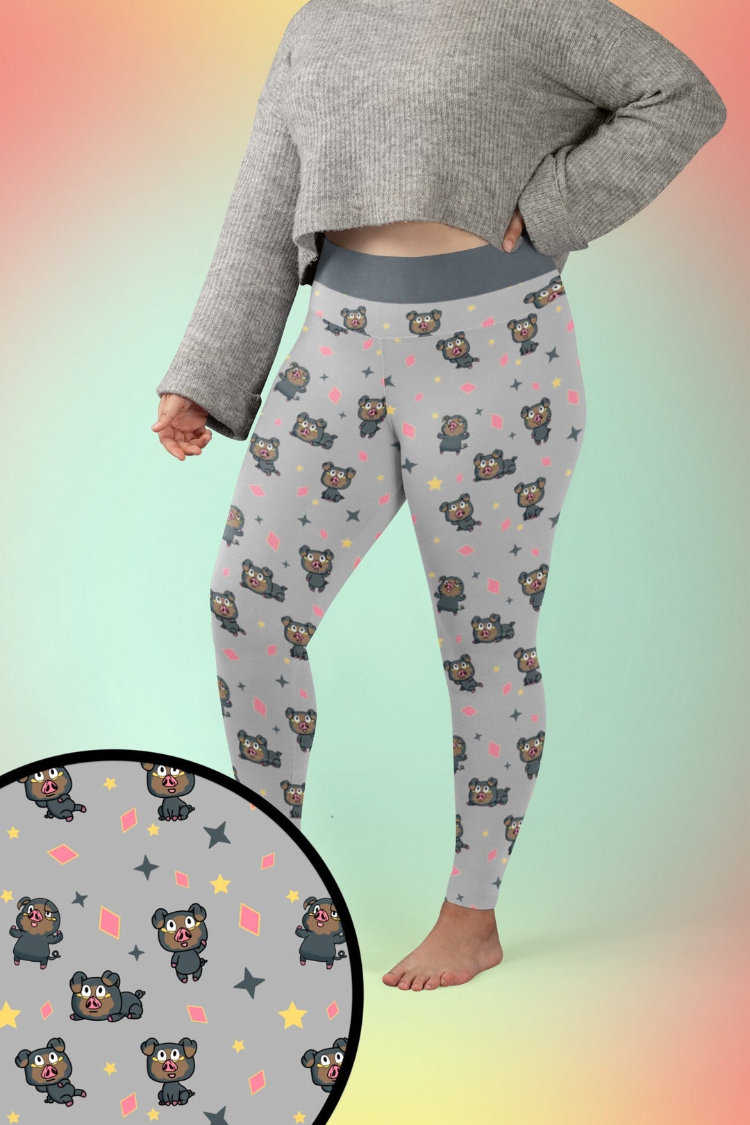 Chonk Pig Leggings Pokemon Scarlet Violet Pokeball Piggy Pig Yoga High ...