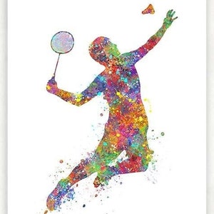 Badminton Watercolour Art Print - Badminton Sport Poster - Badminton ...