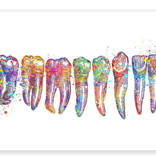Tooth Watercolor Art Print Gift for Dentist Dentistry Art - Etsy