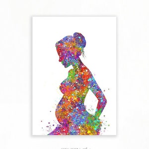 Pregnancy Watercolor Art Print Gift for New Mums Pregnant Woman ...
