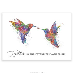 Hummingbird Love Quote Watercolour Art Print Hummingbird Couple Print ...