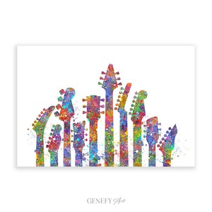 Guitar Watercolour Art Print Musical Instrument Watercolor - Etsy