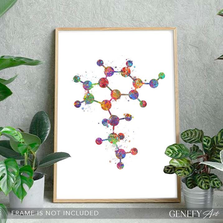 Serotonin Molecule Watercolor Print neurotransmitter Art | Etsy