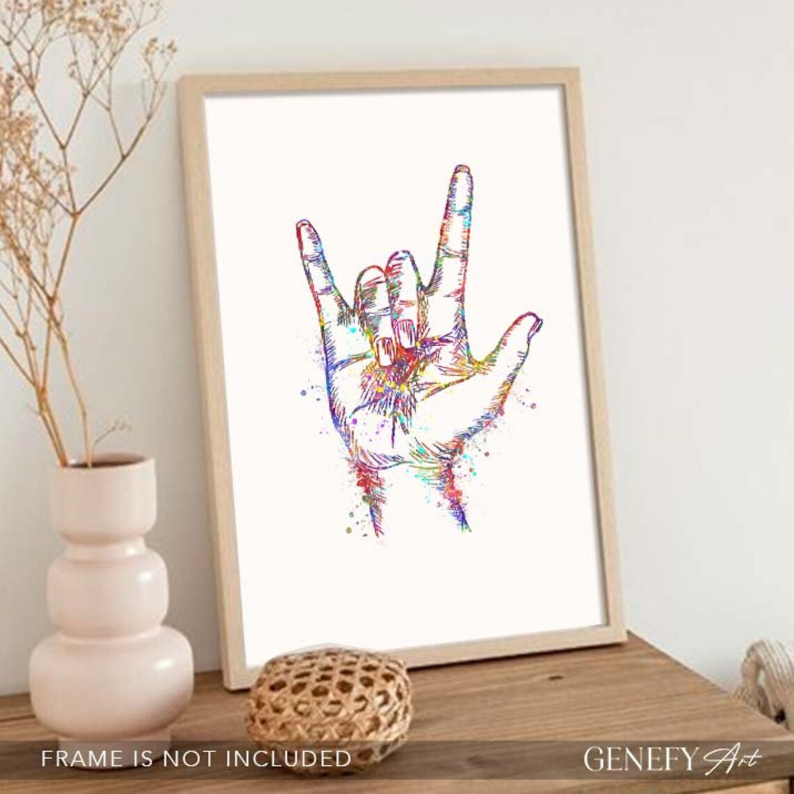 I Love You Hand Sign Watercolour Art Print ILY Hand Sign - Etsy