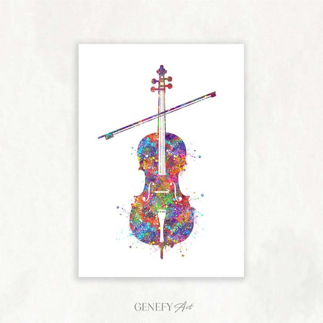 Cello Watercolor Art Print Music String Instrument - Etsy