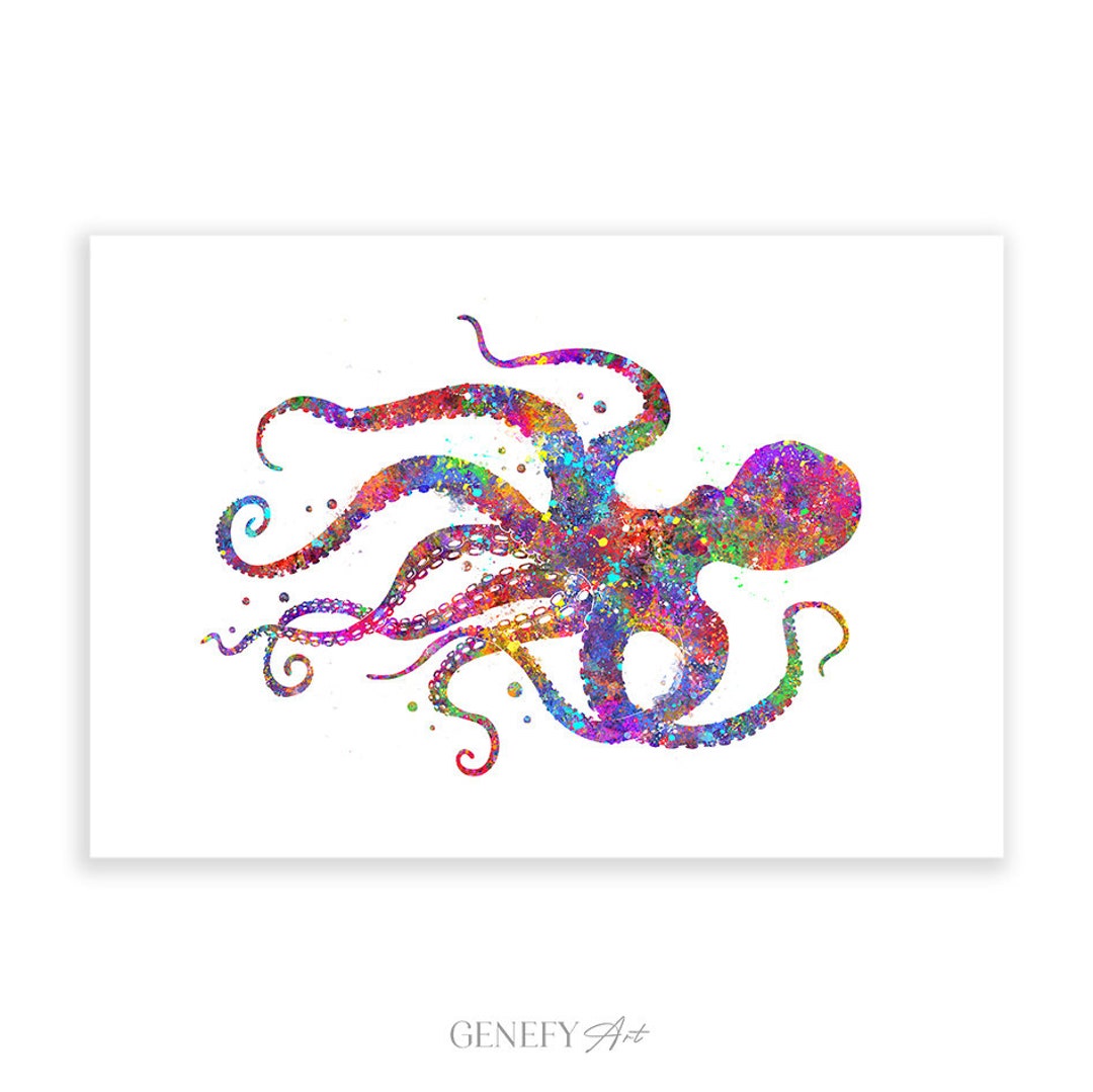 Octopus Watercolour Art Print - Octopus Abstract Art - Octopus Prints ...