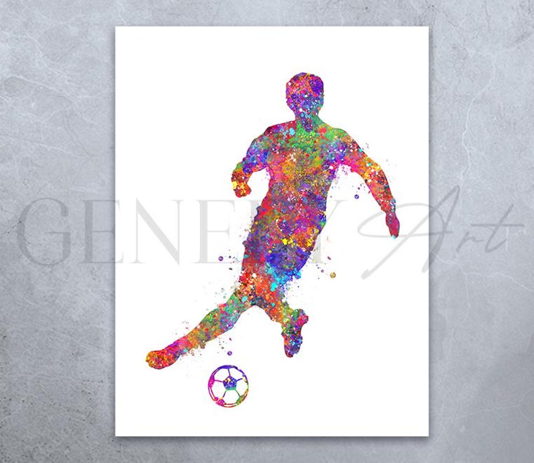 Soccer Player Watercolor Art Print: Colorful Sports Poster - Etsy